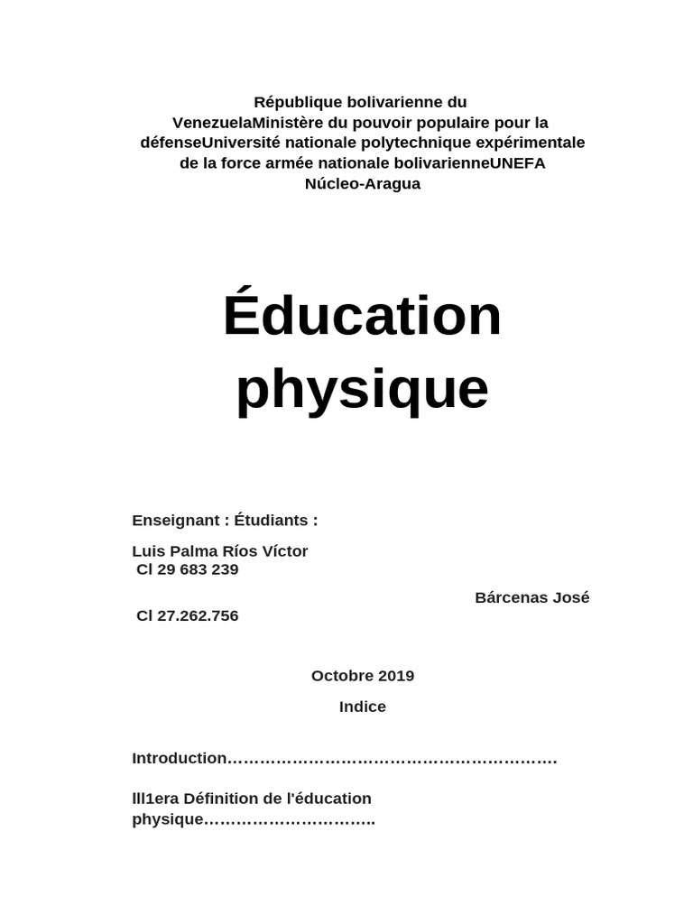 Éducation Physique : Fondements et Objectifs | PDF | Des sports | Physique