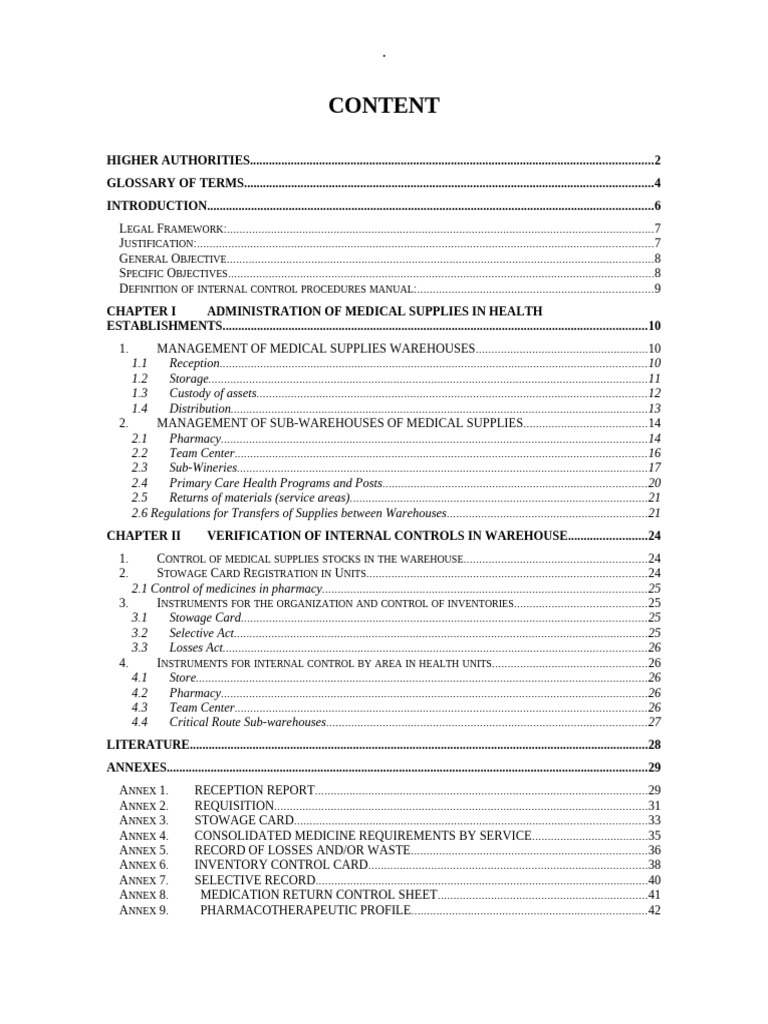 Medical Supplies Manual | PDF | Internal Control | Medical Device