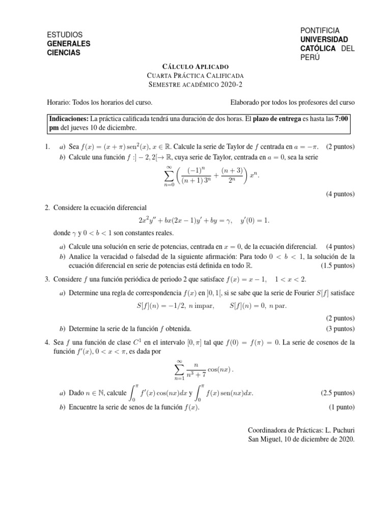 Cala 2020 Ii PC4 | PDF | Objetos matemáticos | Análisis matemático