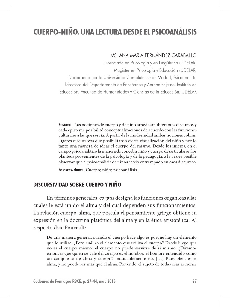 Cuerpo Nino Una Lectura Desde El Psicoan | PDF | Jacques Lacan ...