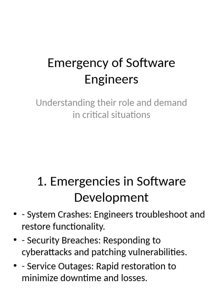 Role of Software Engineers in Emergencies | PDF