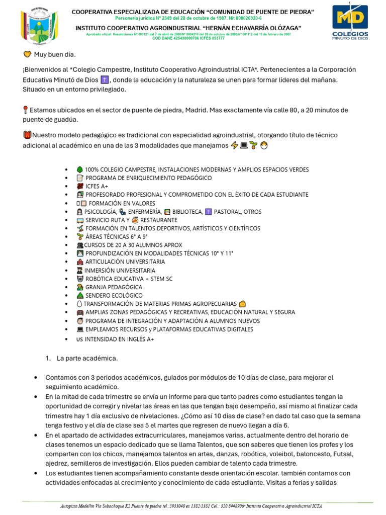 ICTA admisiones 2025 | PDF