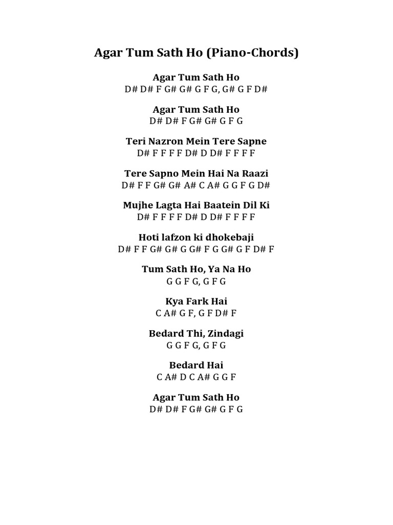 Agar Tum Sath Ho (Piano-Chords) | PDF