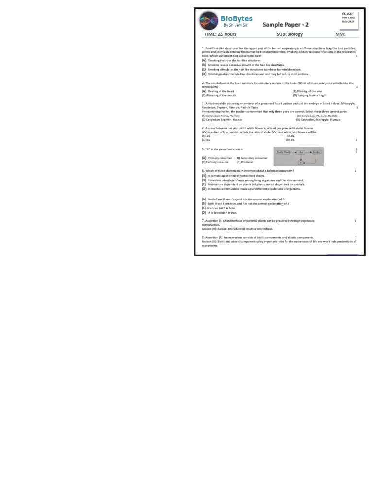 sample question paper 2 _10th cbse_ - Booklet | PDF | Reproduction ...