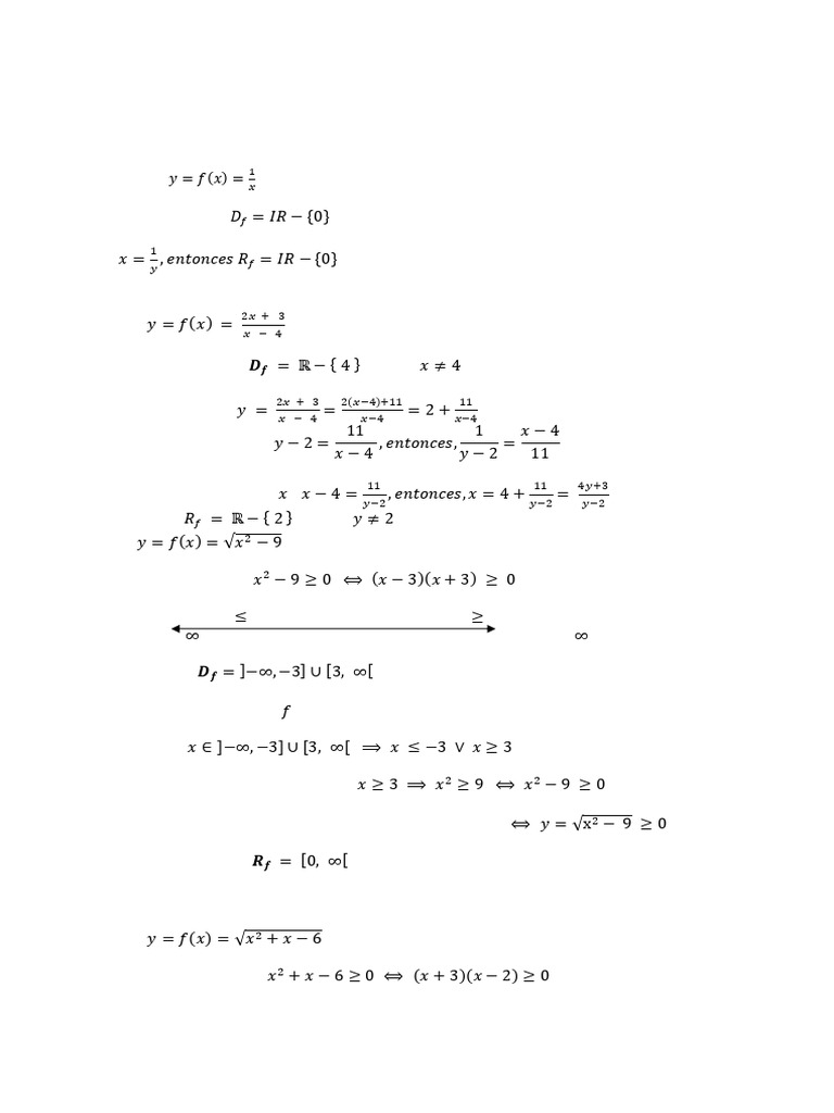 Ejemplos de Hallar Dominio de Funciones | PDF | Matemáticas | Análisis matemático