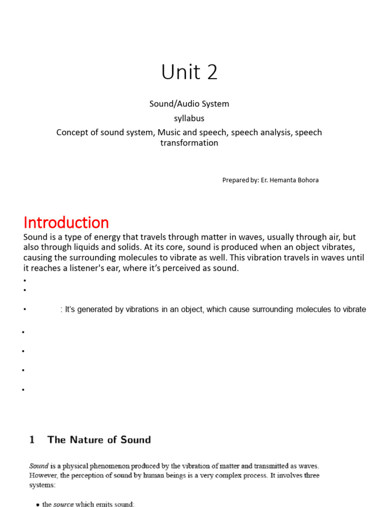 Unit 2 Sound or Audio System | PDF | Sound | Speech Synthesis