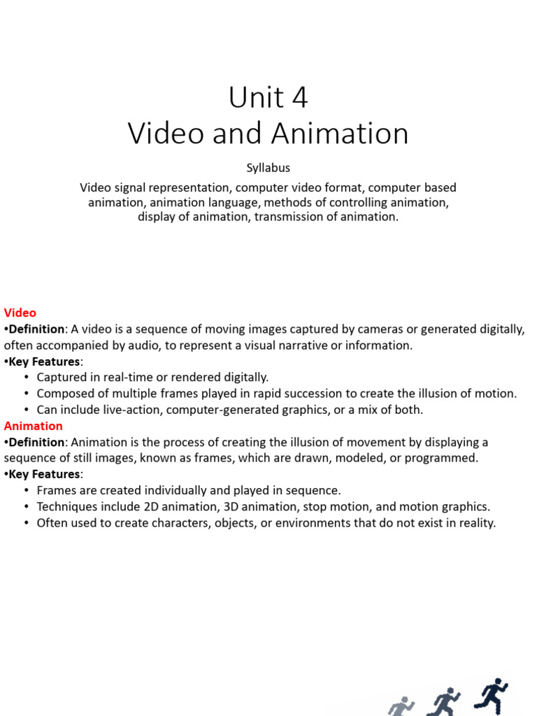 unit 4 video and animation | PDF | Video | Data Compression
