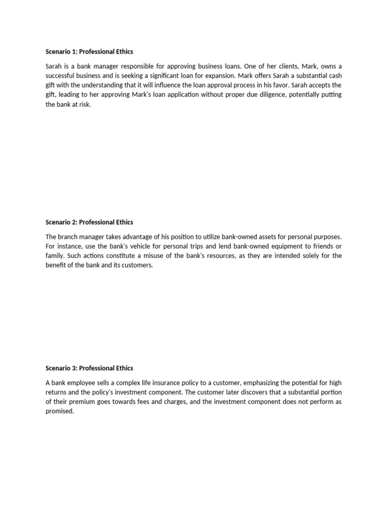Scenarios Professional Ethics | PDF