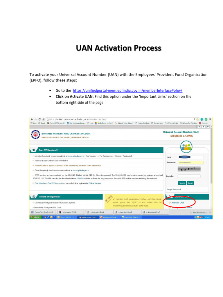 Process of UAN Activation & KYC Update 1 | PDF | Computer Access ...