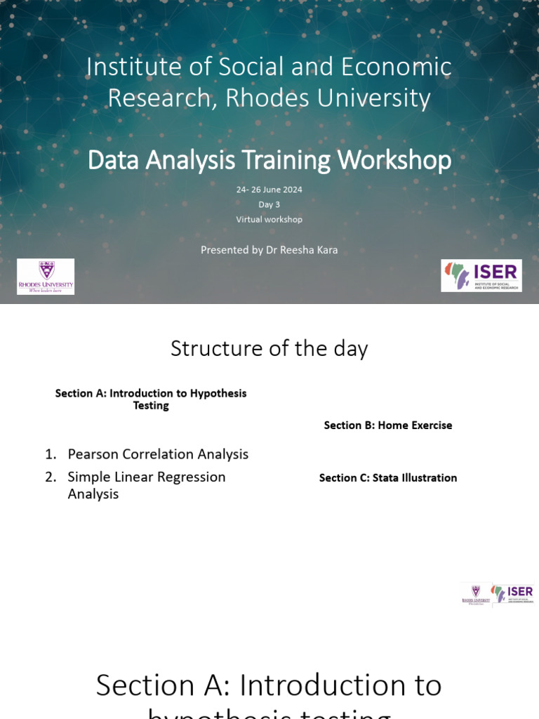 Data Analysis Training Workshop - Day 3 Presentation | PDF | Linear Regression | Regression Analysis
