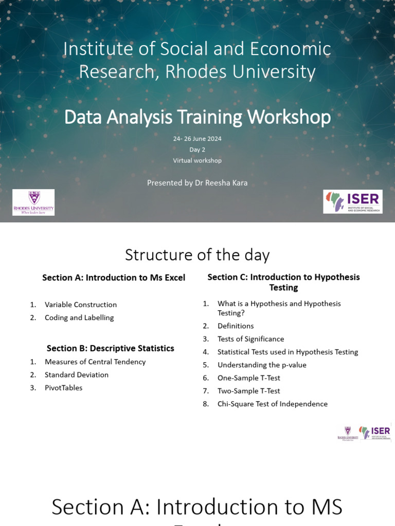 Excel Data Analysis Workshop Overview | PDF | Mean | Median