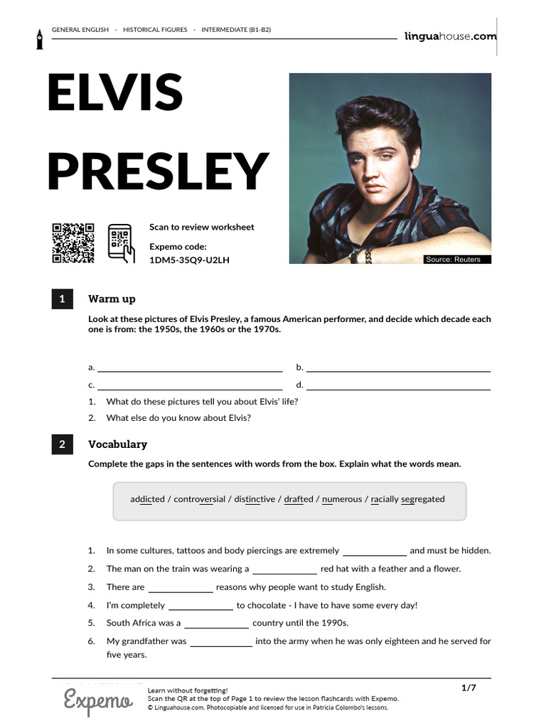 Elvis Presley Intermediate Lesson | PDF | Elvis Presley | Linguistics
