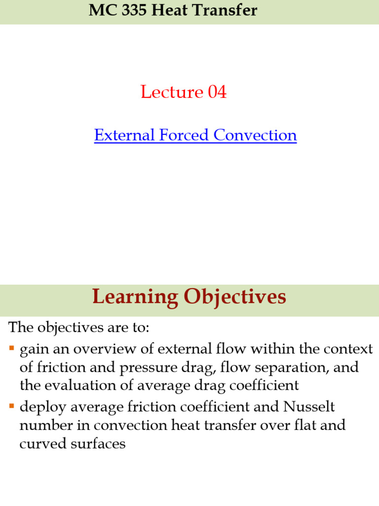 Heat Transfer (MC 335) - Module 4 | PDF | Drag (Physics) | Fluid Dynamics