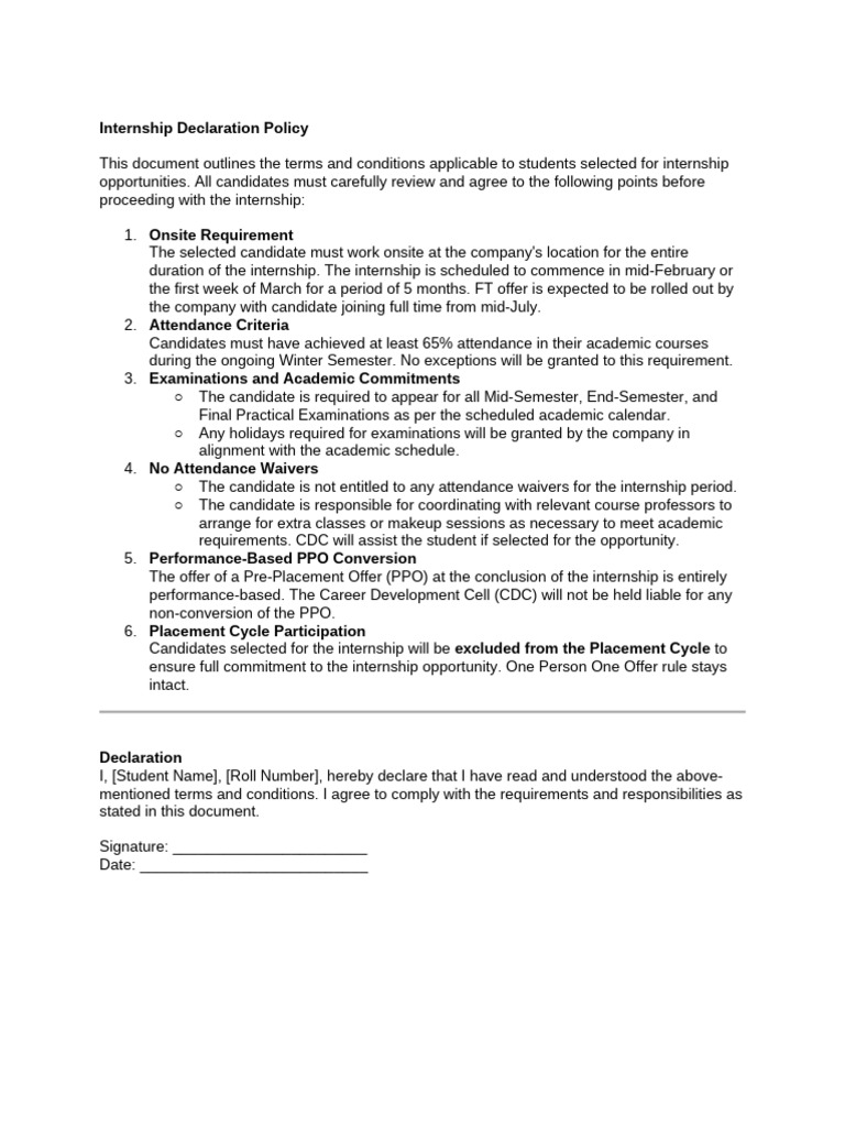 Internship Declaration | PDF
