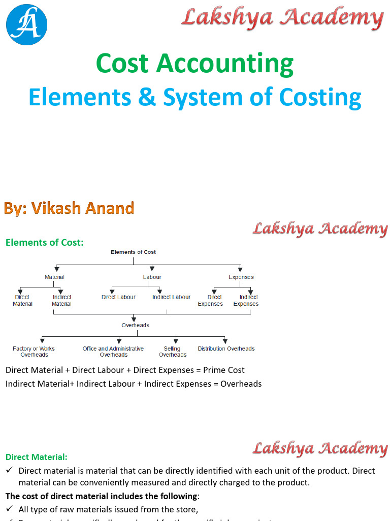 Cost Accounting: Elements & System of Costing | PDF