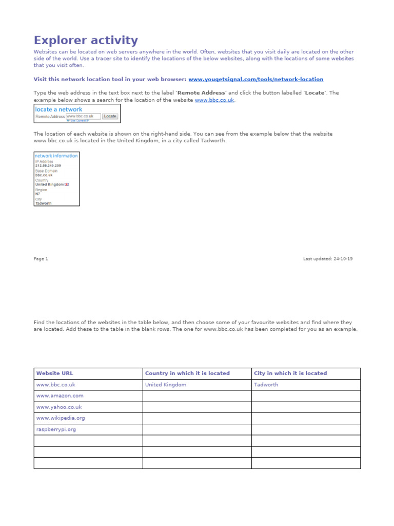AP Worksheet – Explorer activity worksheet | PDF
