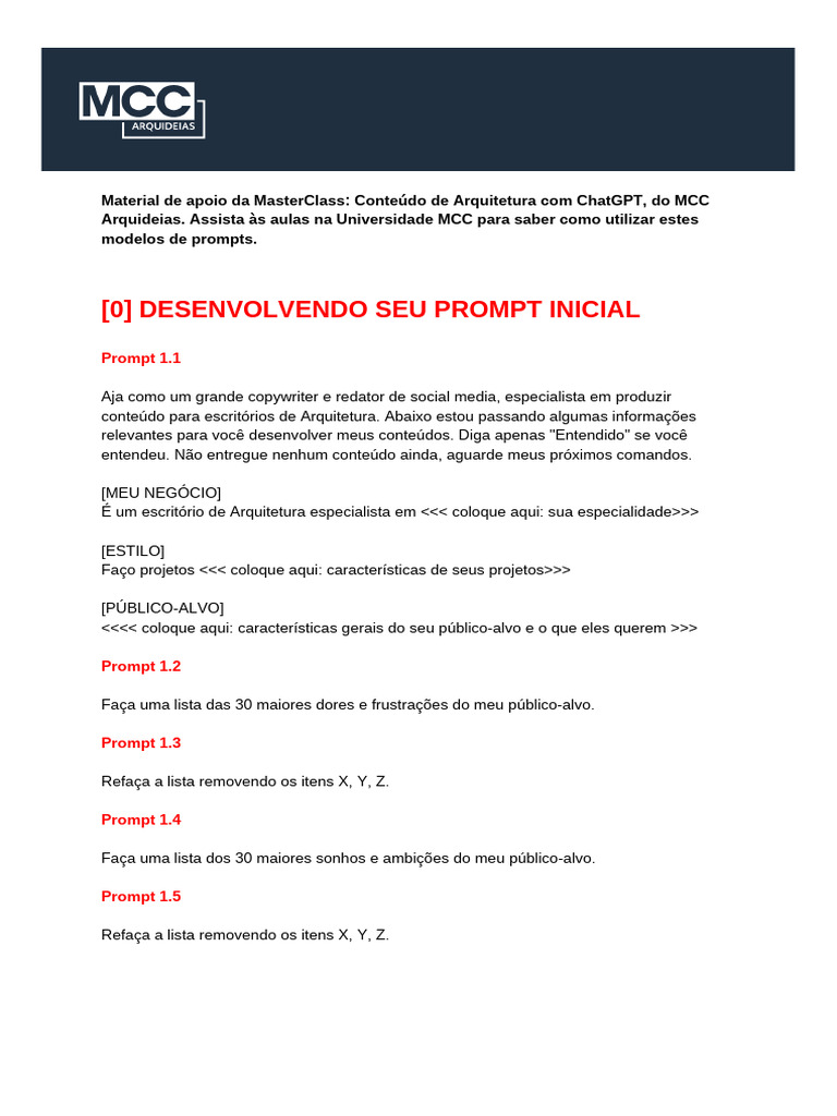 MasterClass ChatGTP - Modelos de Scripts & Prompts | PDF