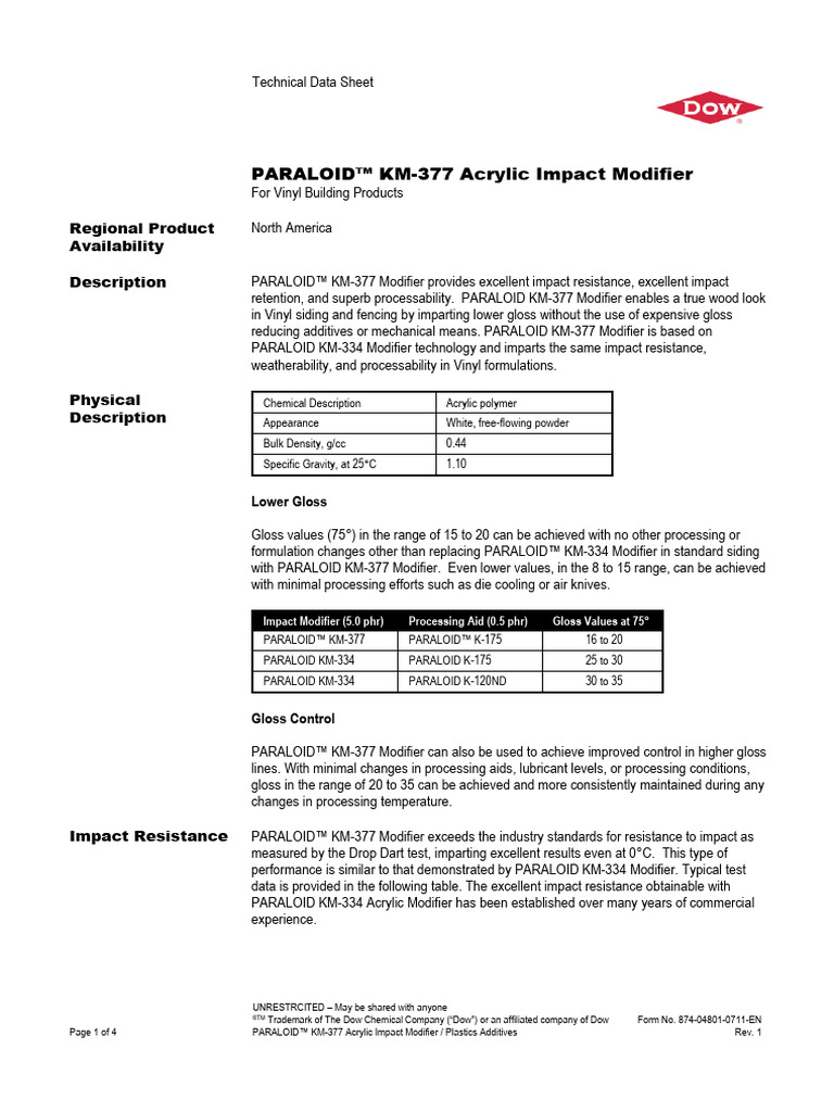 paraloid_km-377 | PDF | Extrusion | Poly(Methyl Methacrylate)