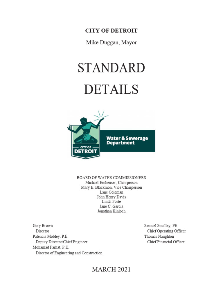 DWSD Standard Details Version MAR2021 | PDF | Water Supply | Earth Sciences