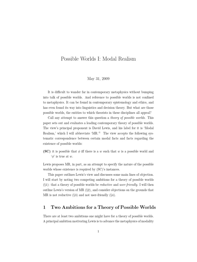 Modal Realism | PDF | Modal Logic | Gases