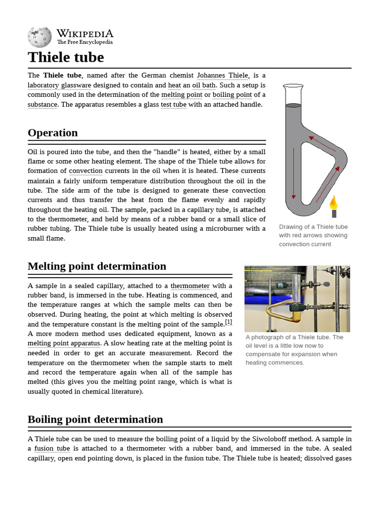 Thiele Tube: Boiling & Melting Point Methods | PDF | Thermodynamics ...
