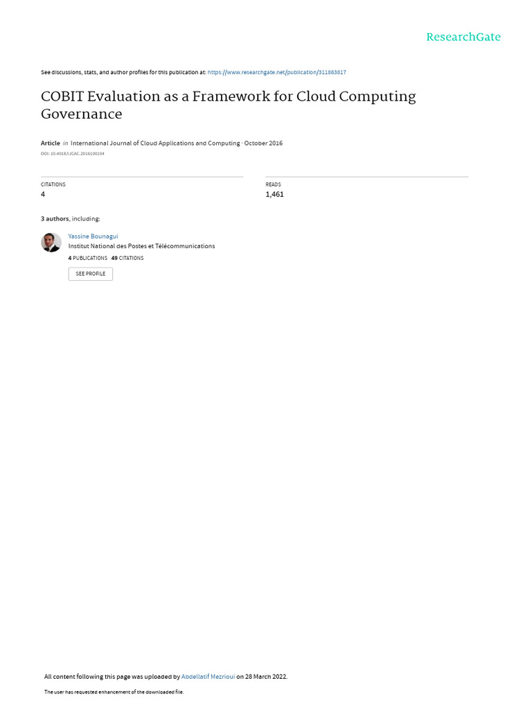 COBIT Evaluation As A Framework For Cloud Computin | PDF | Governance | Cloud Computing