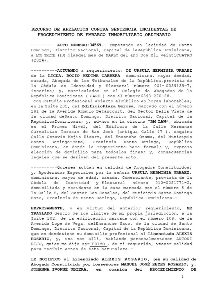 recurso de apelación contra sentencia incidental-nulidad certificacion ...