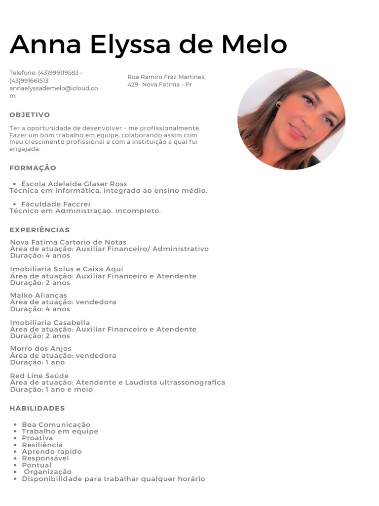 Curriculo Anna Melo | PDF
