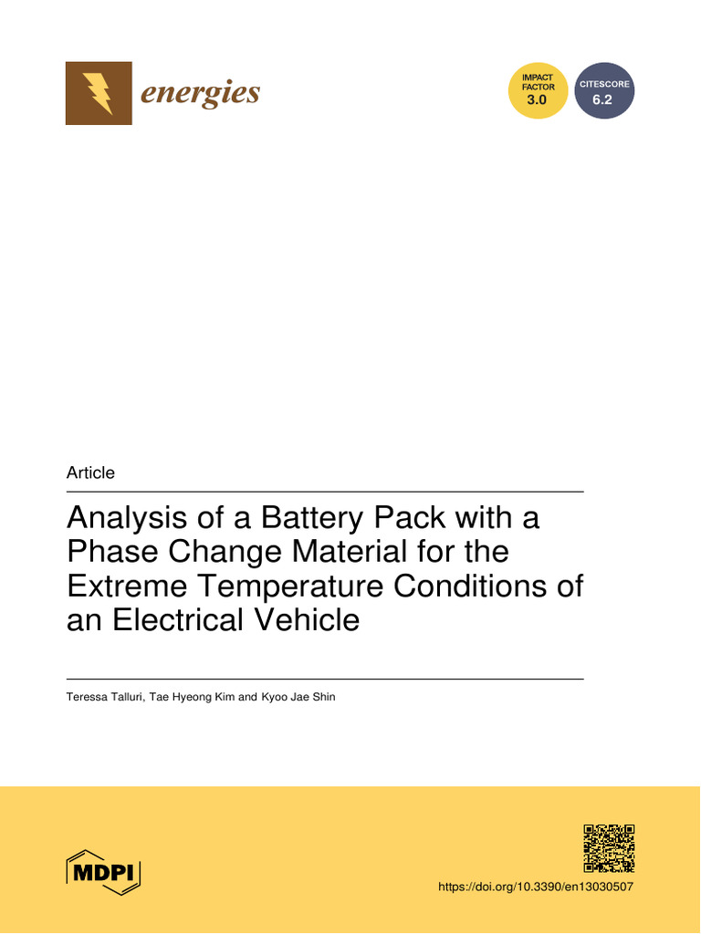 Analysis of A Battery Pack With A Phase Change Material For The Extreme ...