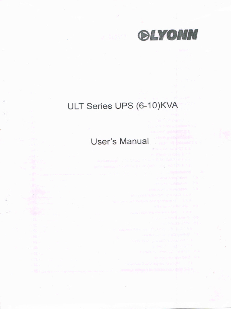 19-08-19 - LYONN ULT Series UPS (6-10) KVA - User's Manual 4SS ROS | PDF