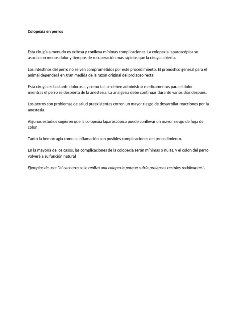 Colopexia en Perros | PDF