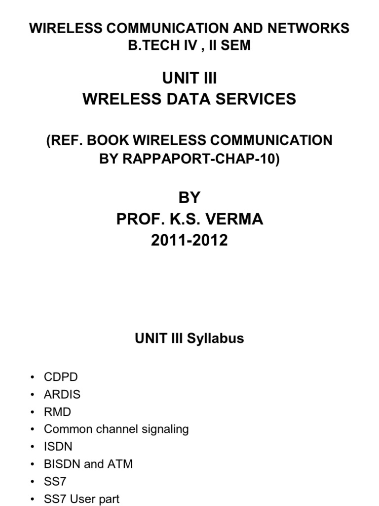WCN Unit III - Wireless Data Services Dec-11 | PDF | Computer Network | Asynchronous Transfer Mode