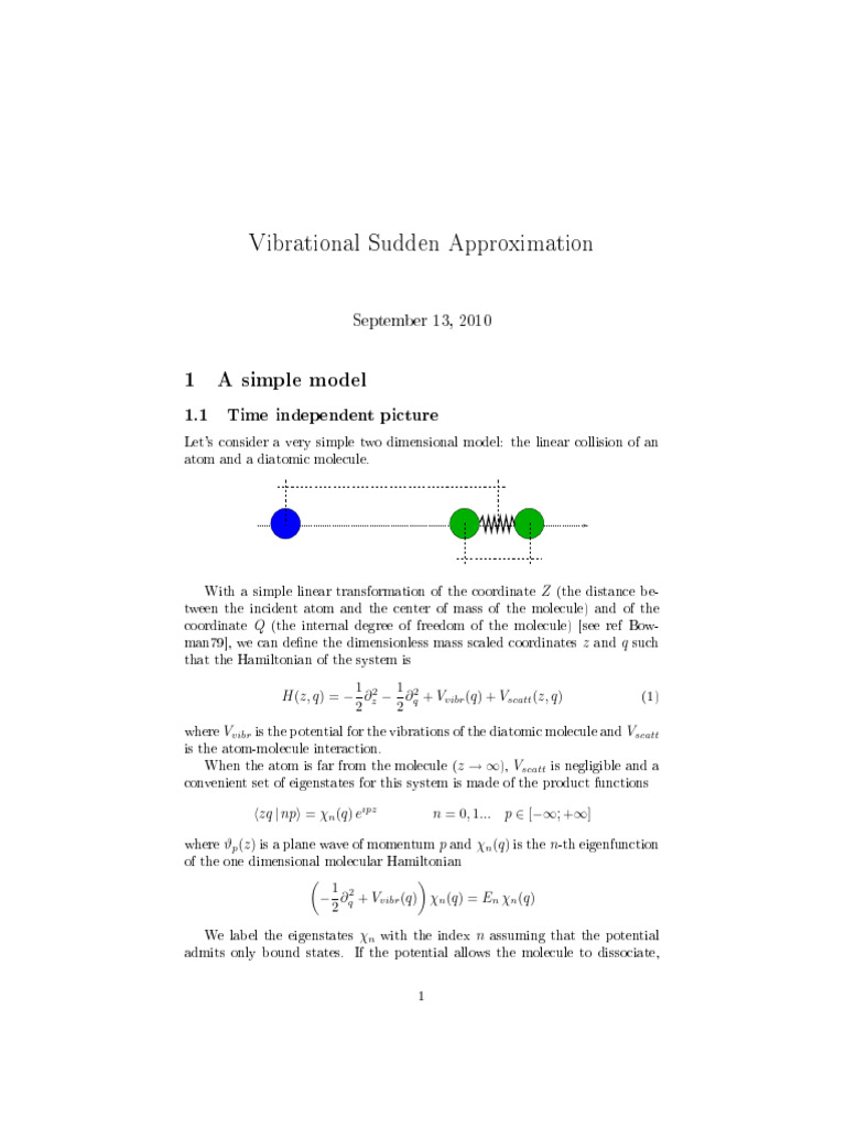 Vibrational Sudden Approximation | PDF | Hamiltonian (Quantum Mechanics ...