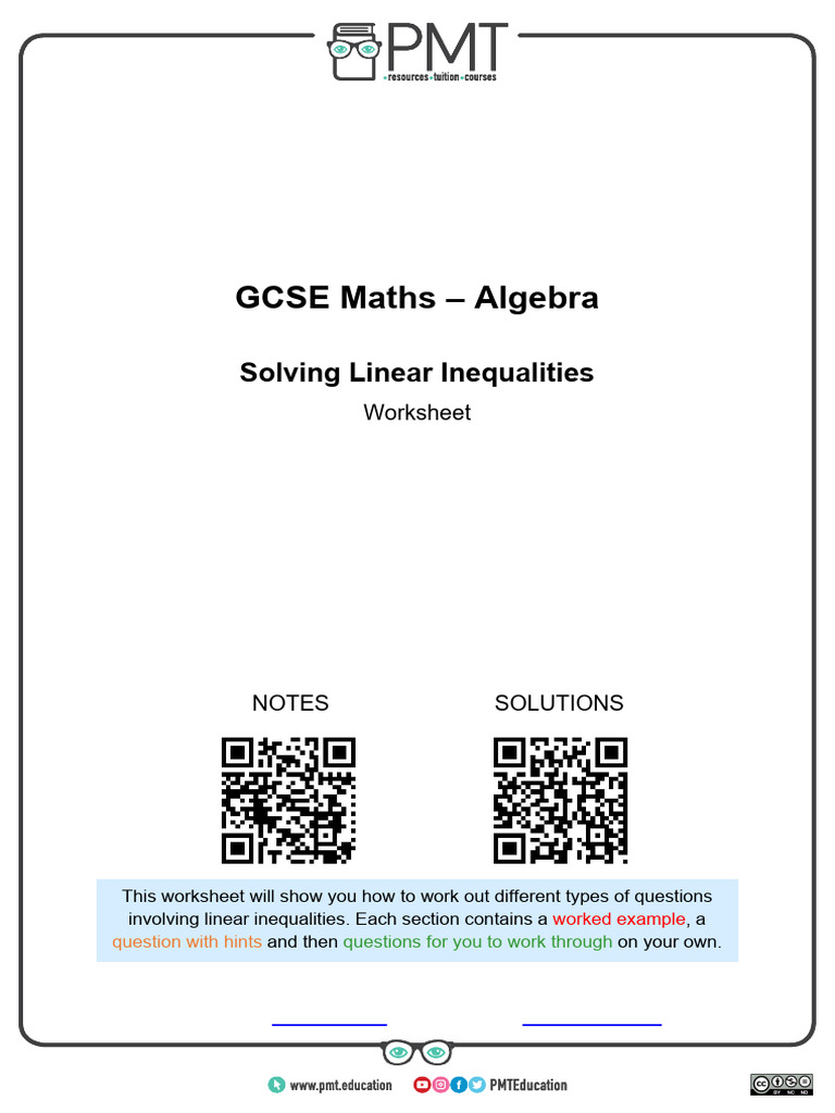 GCSE Maths: Solving Linear Inequalities | PDF | Inequality (Mathematics ...
