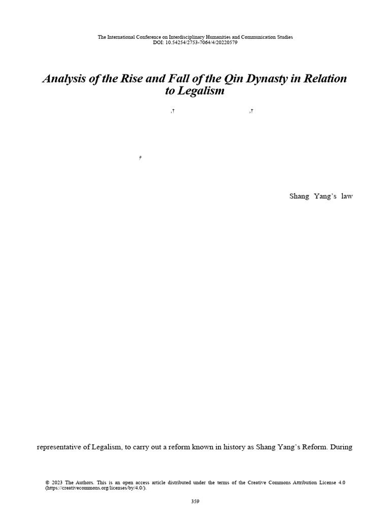 Analysis_of_the_Rise_and_Fall_of_the_Qin_Dynasty_i | PDF | China ...