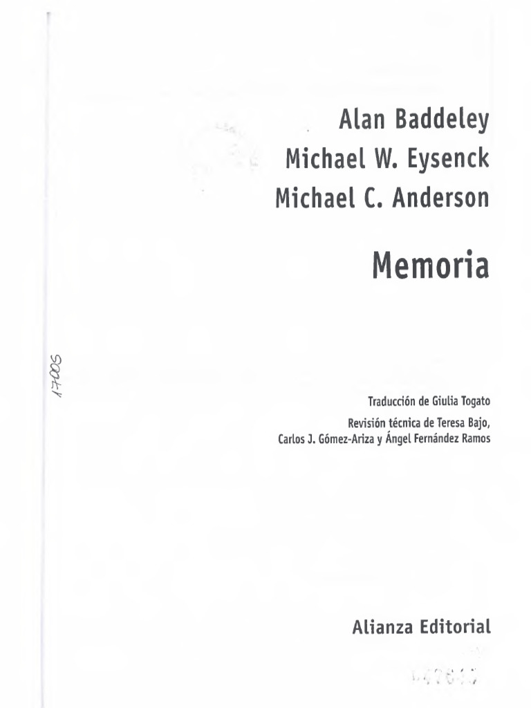 Memoria según Alan Baddeley | PDF | Recuperar (memoria) | Memoria