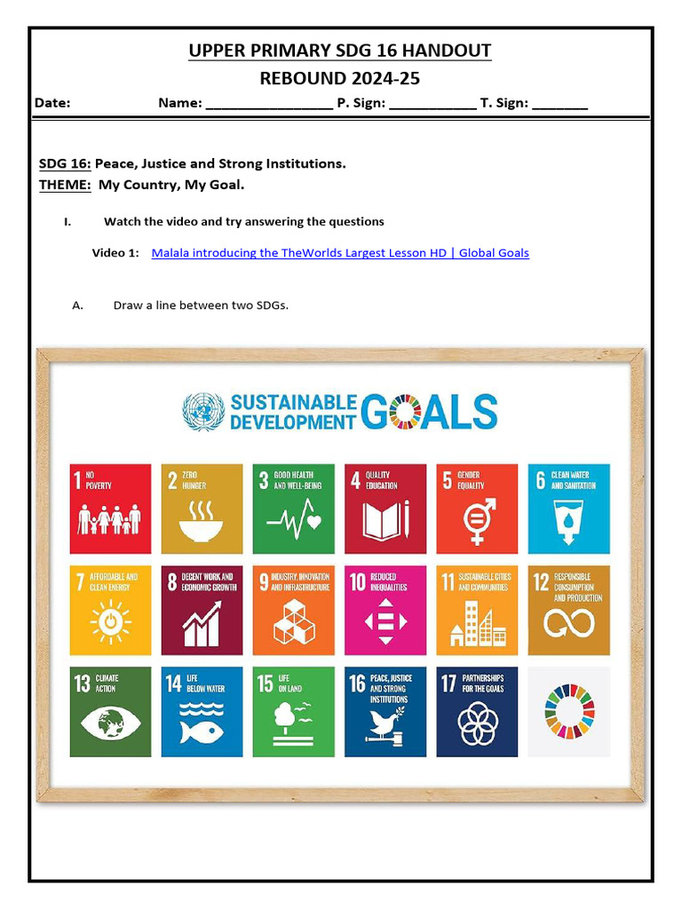 Upper Primary SDG16 Handouts Final | PDF