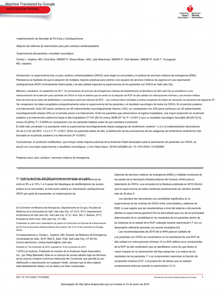 American Heart Association Pit Crew Español | PDF | Reanimación ...