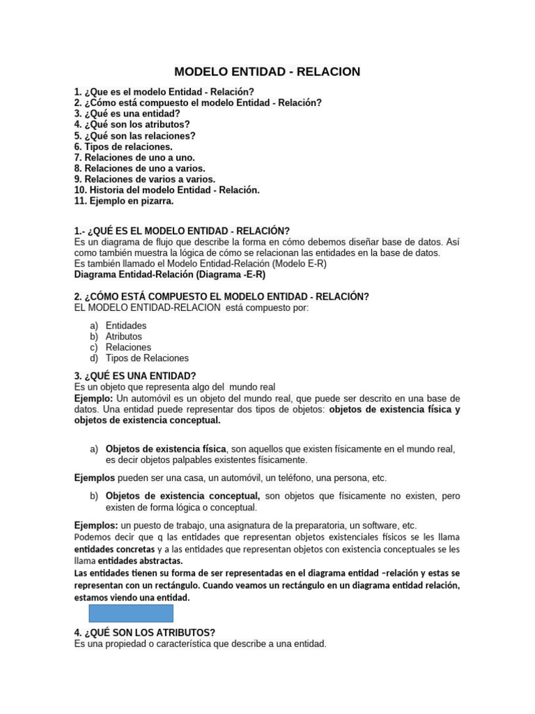 Modelo Entidad Relacion (Conceptos Basicos) | PDF | Informática