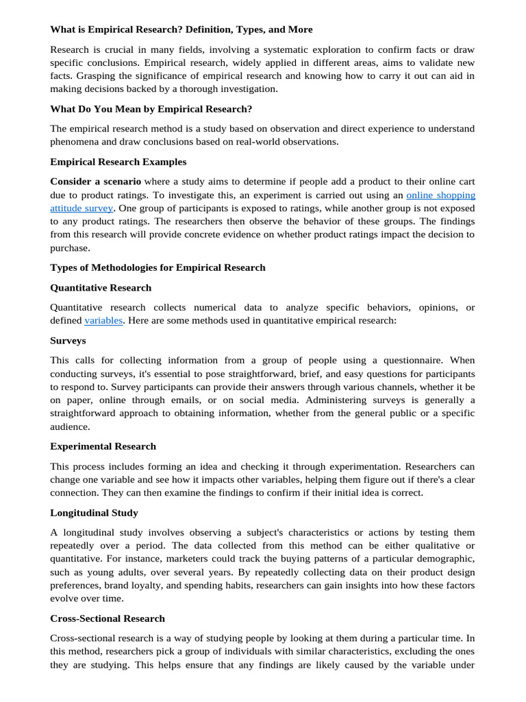 What Is Empirical Research | PDF | Empirical Research | Survey Methodology