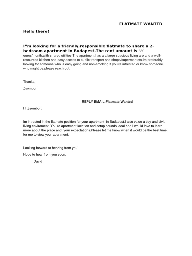 Flatmate Wanted | PDF