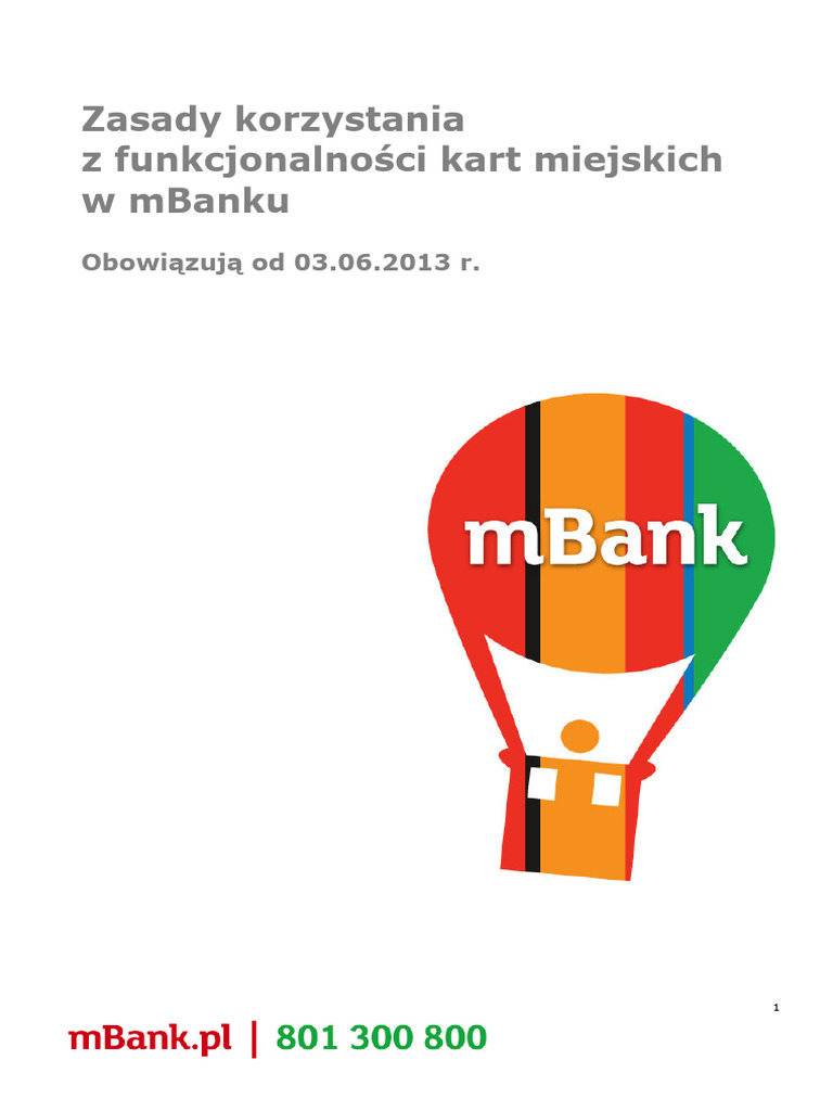 Zasady Korzystania Karta Miejska MBank | PDF