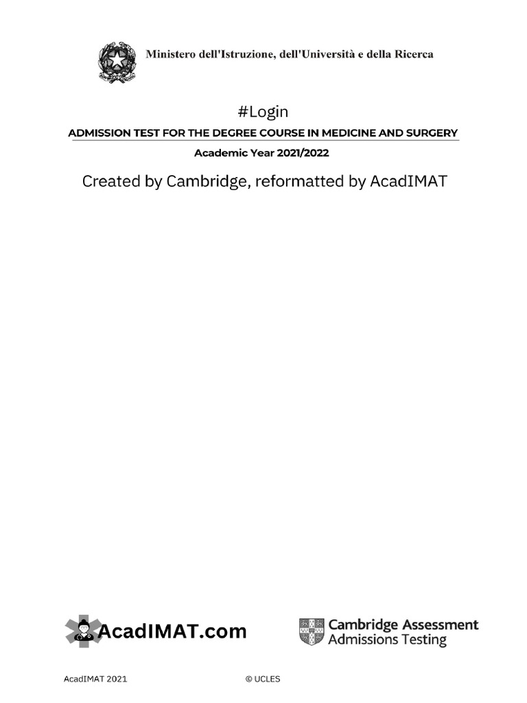 2021 IMAT Shuffled Exam Paper | PDF