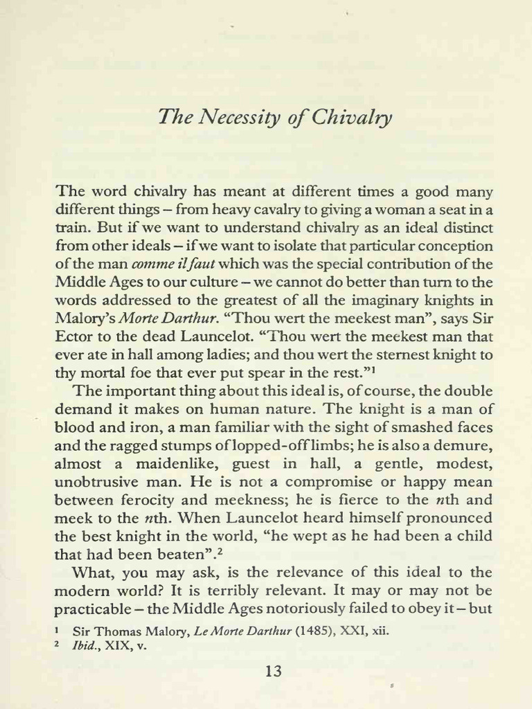 C. S. Lewis - The Necessity of Chivalry | PDF | Chivalry | Knight