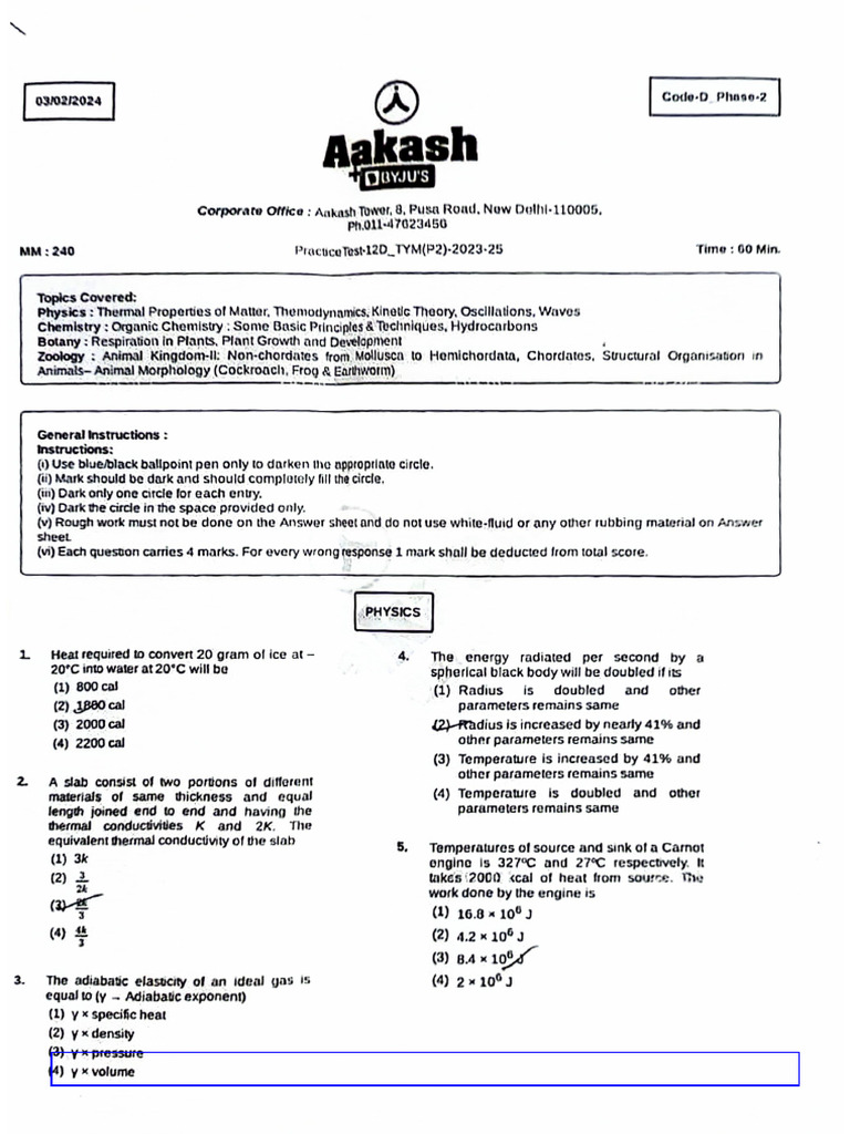 PT 12 Code D Viju Tym Que @cet - Jee - Neet | PDF