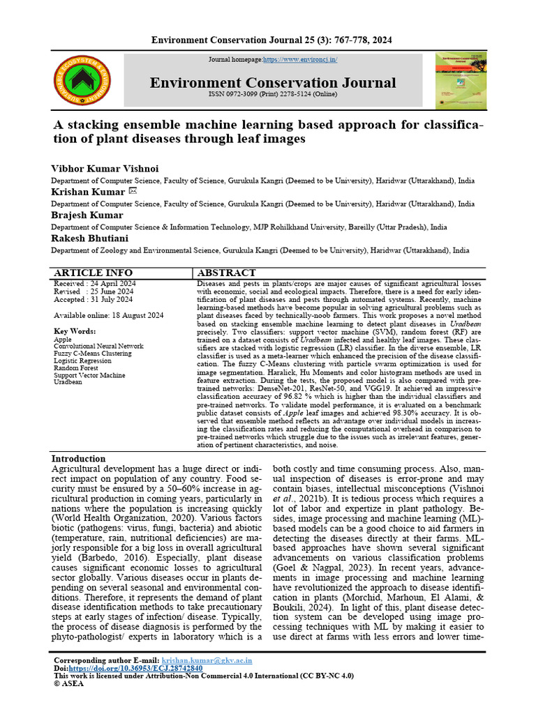 Plant Disease Detection Using Ensemble ML | PDF | Receiver Operating Characteristic | Machine ...