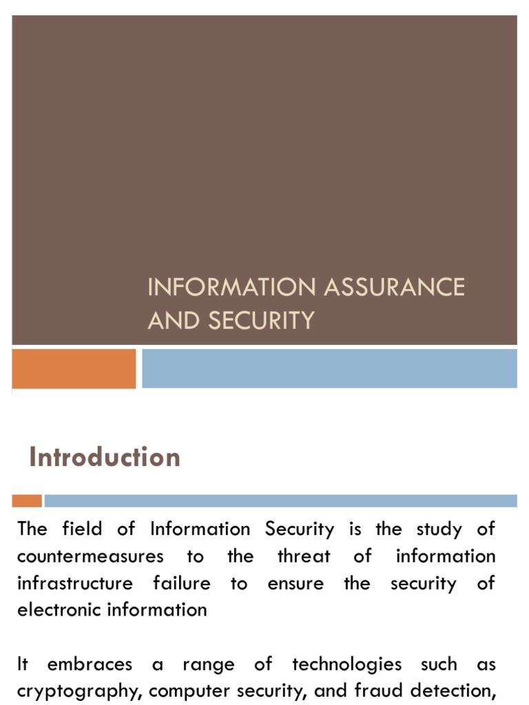 Information Assurance And Security Information Security Encryption