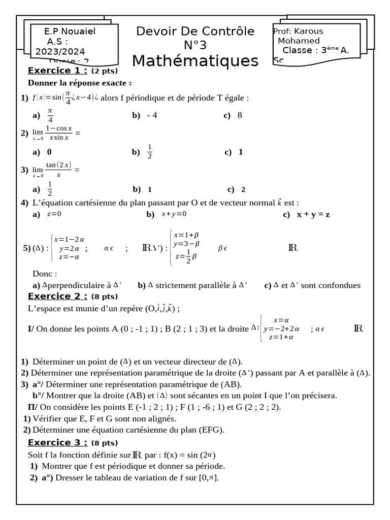 Exercice de mathématiques 8ème année | PDF | Géométrie euclidienne ...