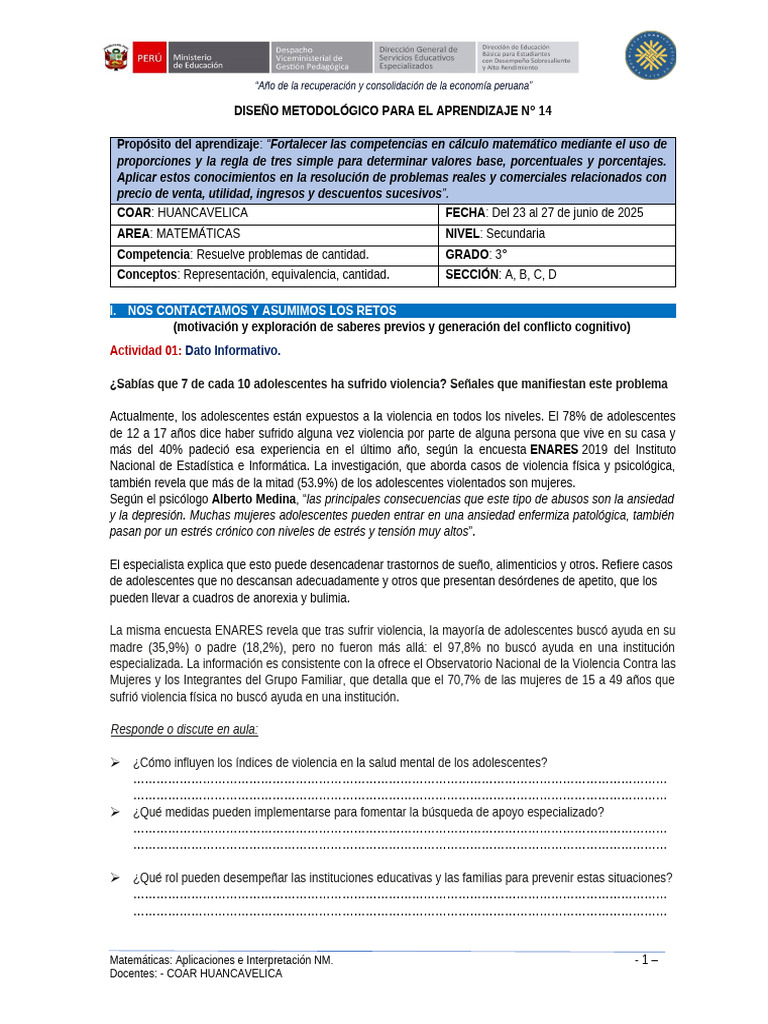 DMpA N°14 - TERCERO - 2025 AVANCE | PDF | Porcentaje | Ansiedad