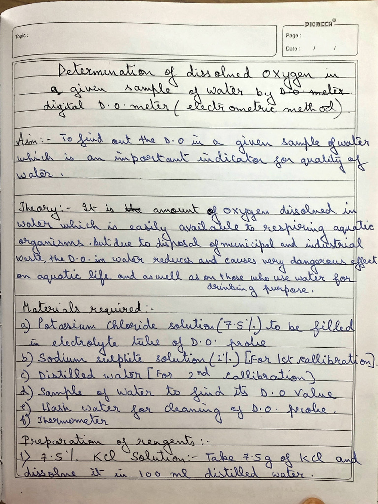 Dissolved Oxygen | PDF